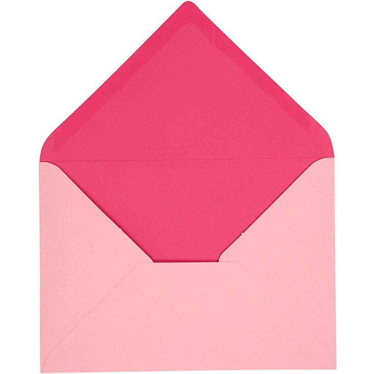 Kuvert, kuvert str. 11,5x16 cm, 100 g, rosa/pink, 10 stk. 1 pk • Pris