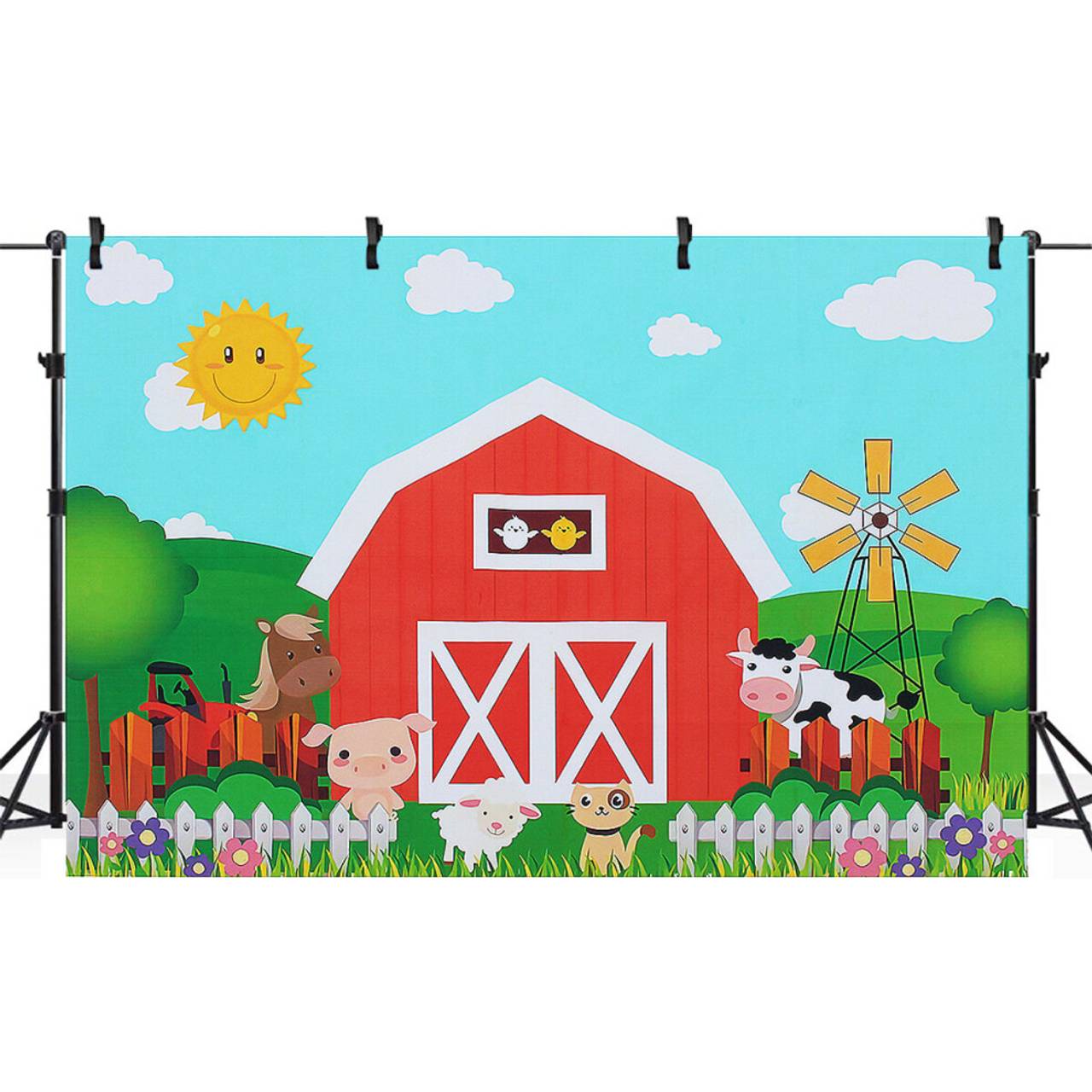 Photography Backgrounds Cartoo Animal Farm Birthday Baby Shower ...