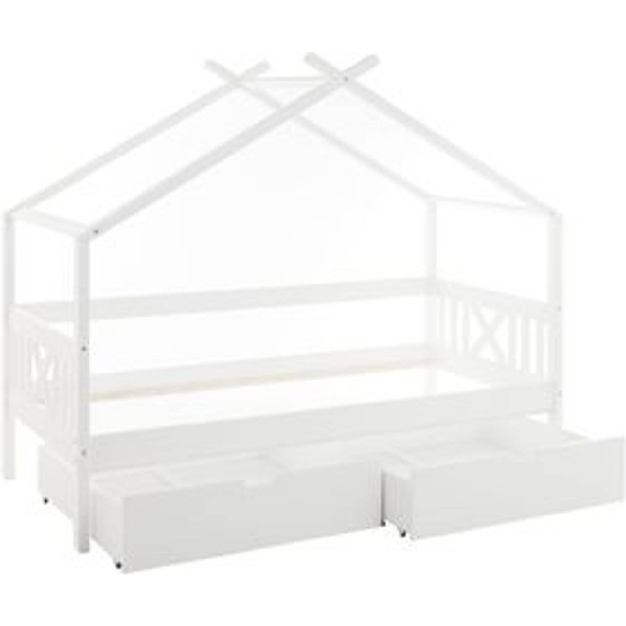 Kinderbett 90x200 cm Kiefernholz Weiß Mit 2 Schubladen • Pris