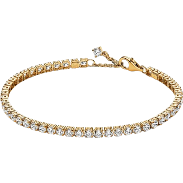Pandora Sparkling Tennis Bracelet Gold Transparent